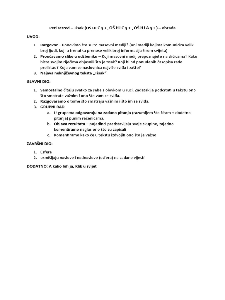 Peti Razred - Tisak | PDF