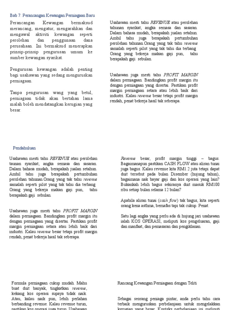 7.0 Perancangan Kewangan | PDF | Bisnis