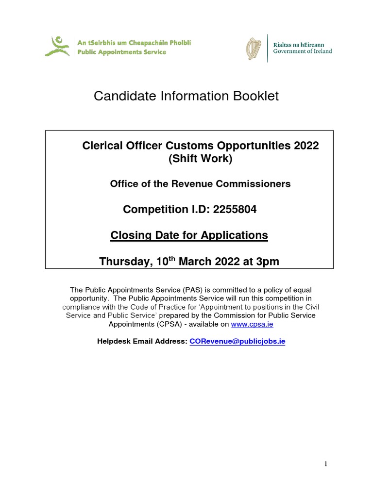 Final Clerical Officer Customs Booklet 2255804 | PDF | Pension | Internet Forum