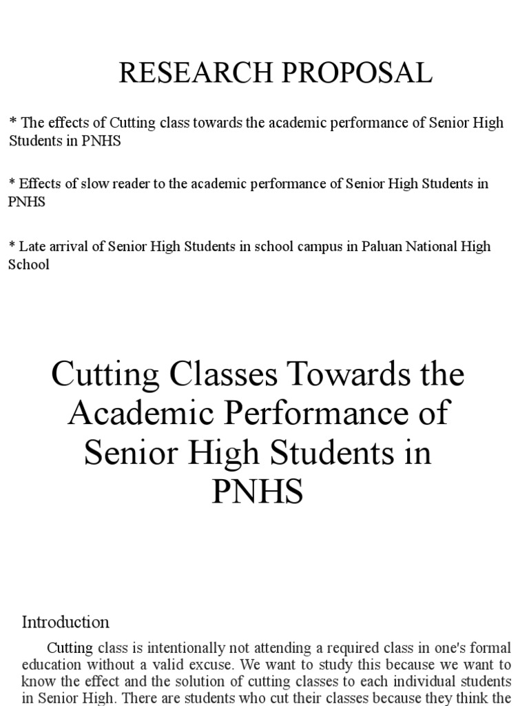 Cutting Classes Towards The Academic Performance of Senior | PDF ...