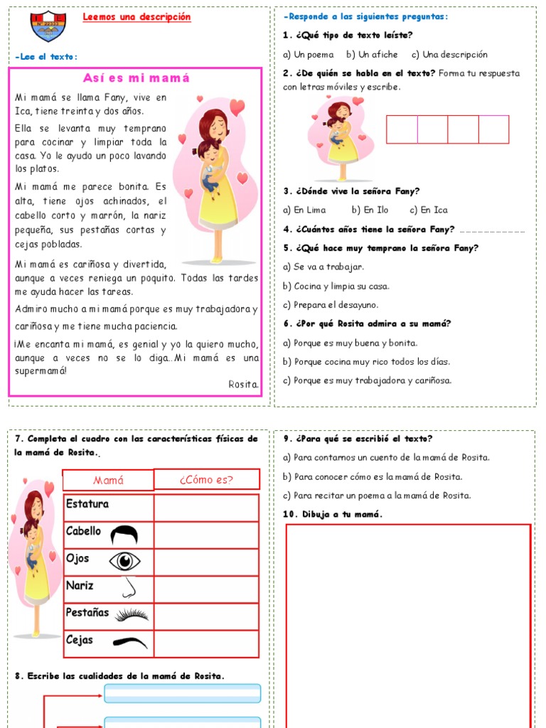Ficha-Comu-Leemos Una Descripcion | PDF