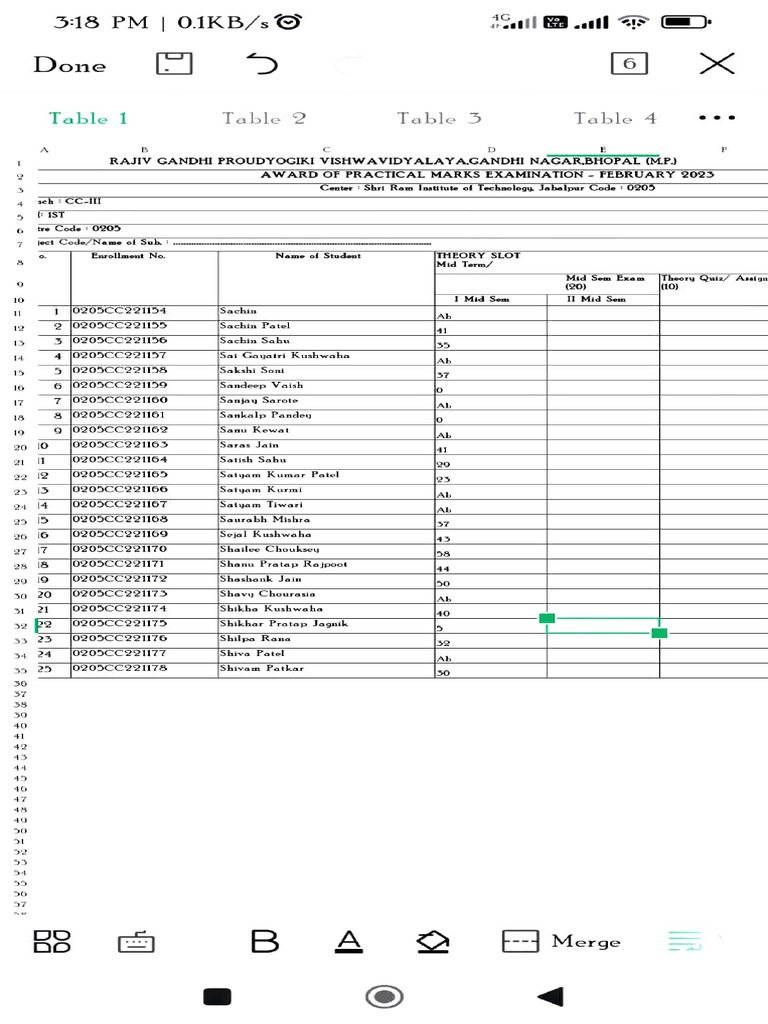 BT - 203 Mid-Term Marks | PDF