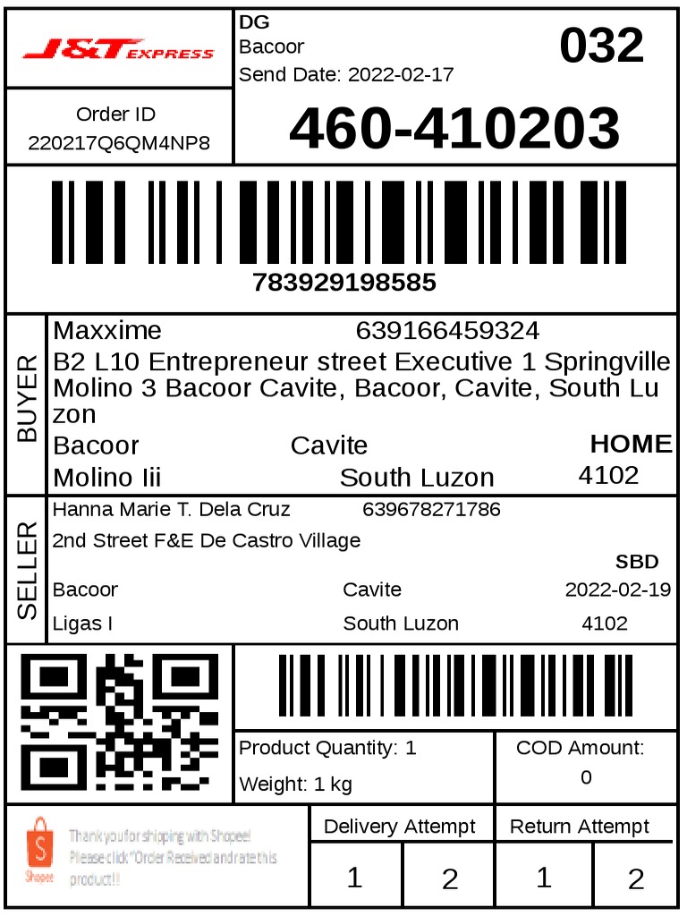 Air Waybill - Standard Local 1 2 | PDF