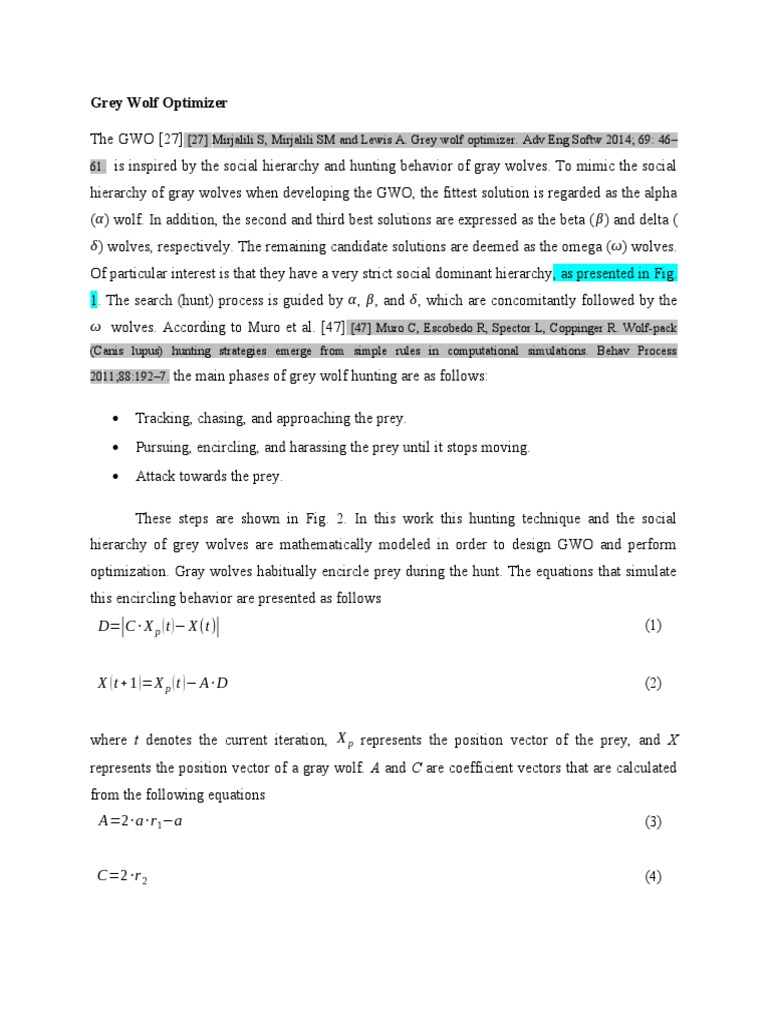 Grey Wolf Optimizer | PDF | Predation | Applied Mathematics