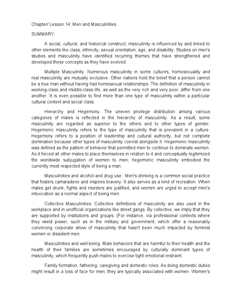 Lesson 14 | Download Free PDF | Masculinity | Family