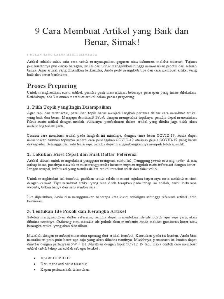 Cara Menulis Artikel Yang Baik | PDF