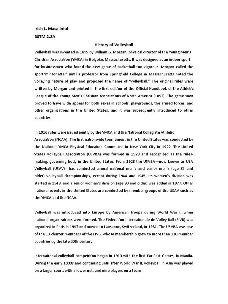 Assignment in PE Volleyball | PDF | Volleyball | Sports