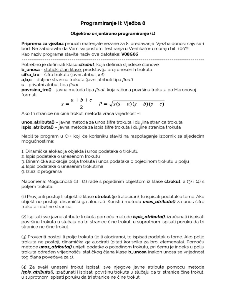 Programiranje Ii Vježba 8 Pdf 