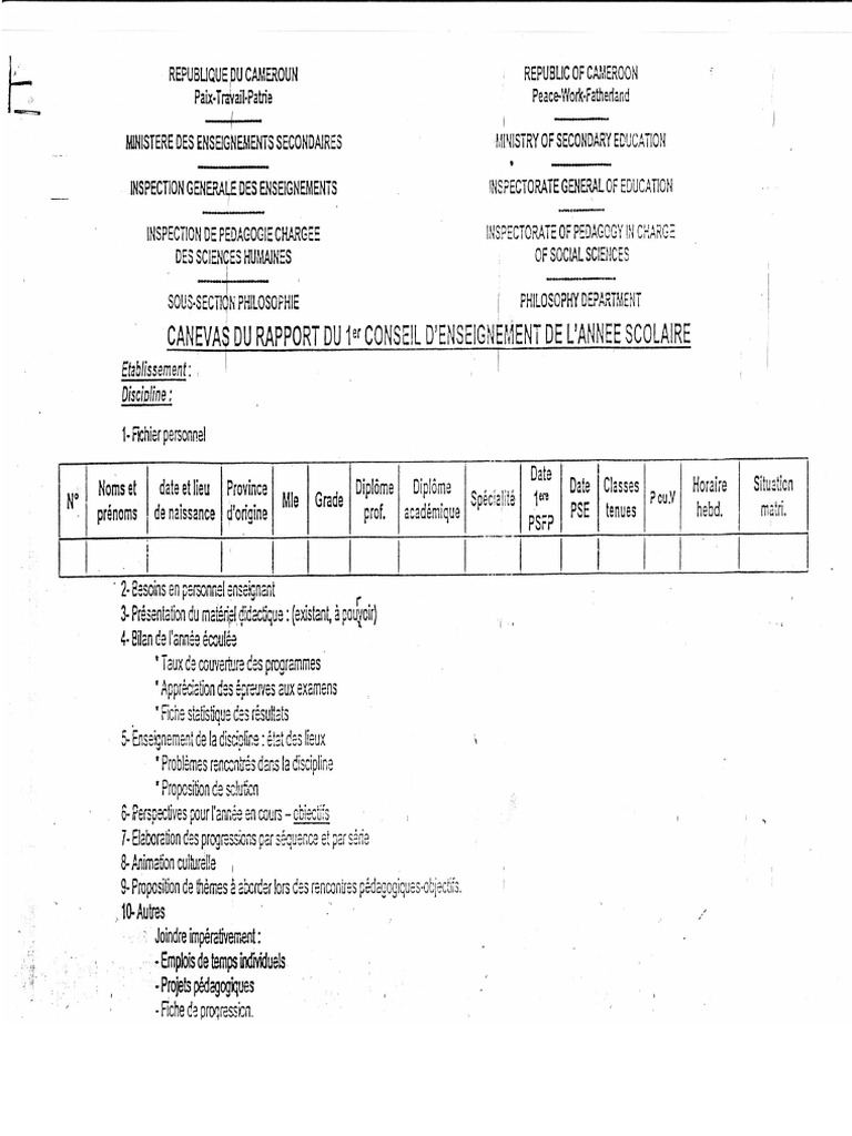 Canevas Des Rapports de CE | PDF