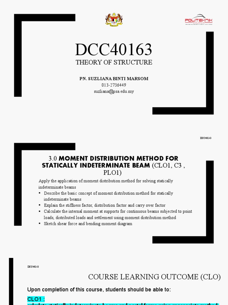 Topic 3-DCC40163 Theory of Structure1 | PDF | Bending | Mechanical ...