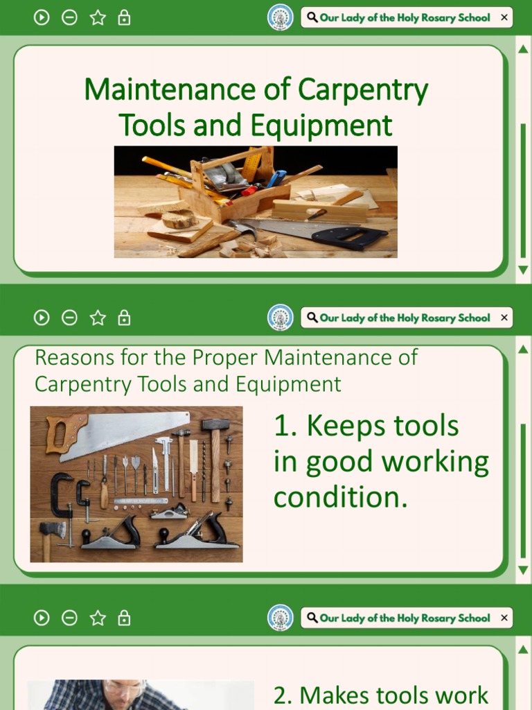 Maintenance of Carpentry Tools and Equipment | PDF