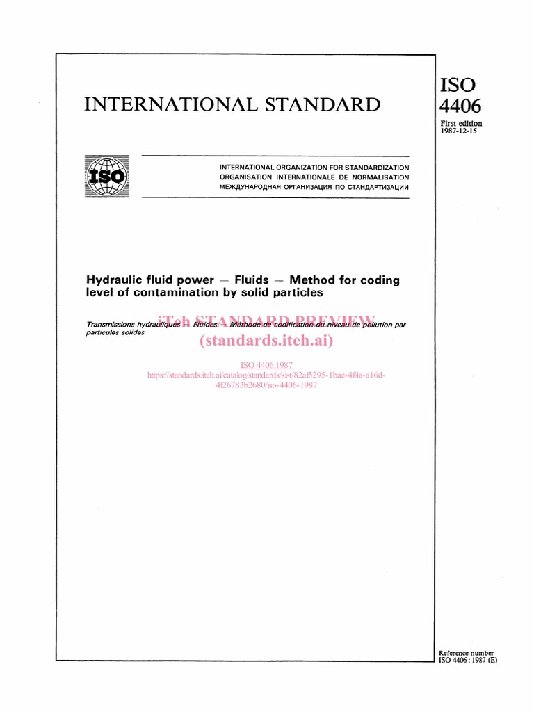 ISO 4406: Hydraulic Fluid Contamination | PDF | International ...