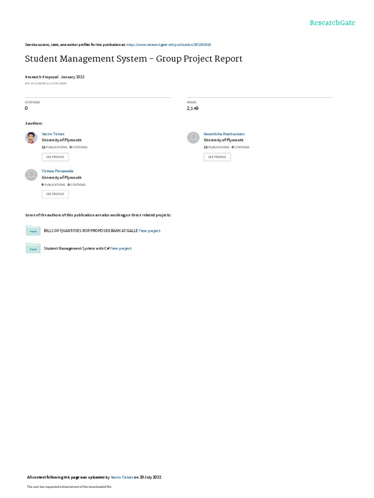 Student Management System Project Report | PDF | Relational Model | Databases