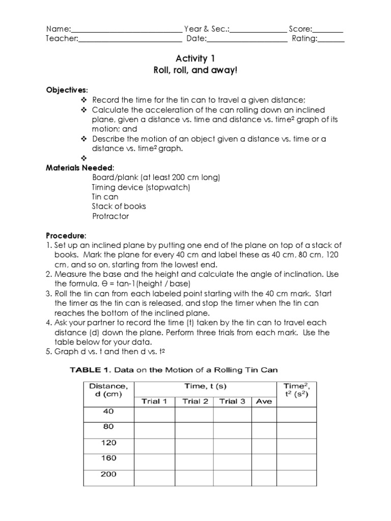 Force Motion and Energy Activities | PDF | Collision | Trajectory