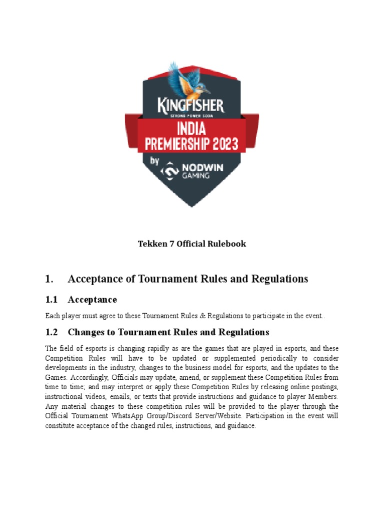 KIP Tekken 7 Rulebook | PDF | Defamation | Entertainment