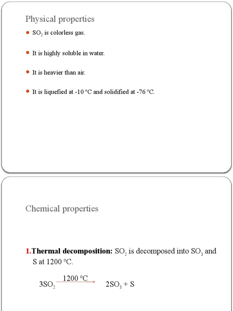 Sulphur Dioxide (SO2) | PDF | Sulfur Dioxide | Sulfuric Acid