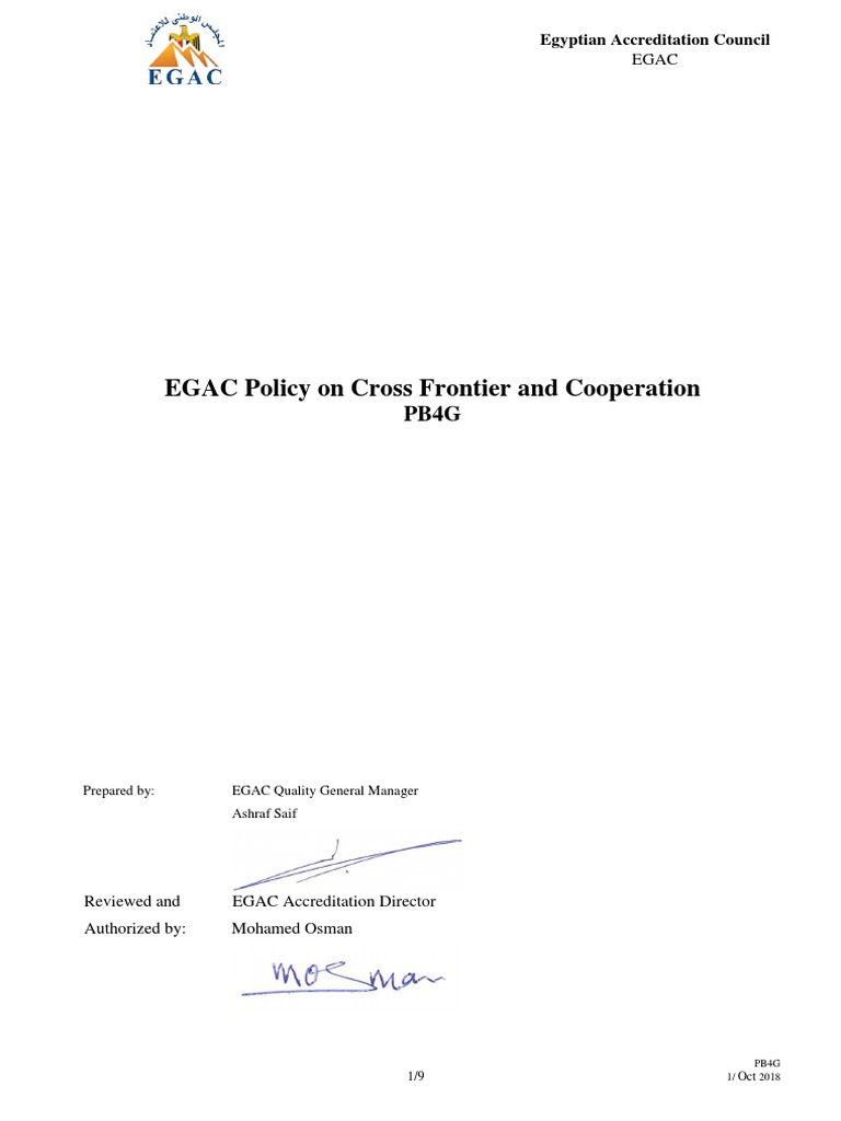 PB4G - EGAC Policy On Cross Frontier | PDF