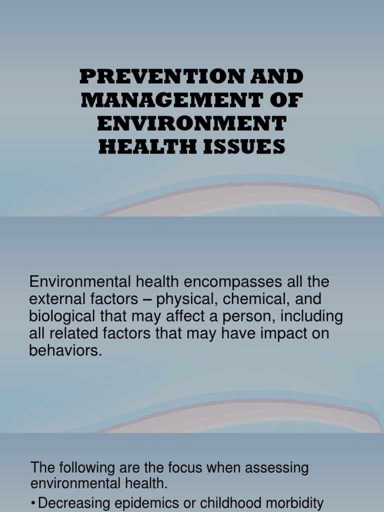 Prevention and Management of Environment Health Issues | PDF ...