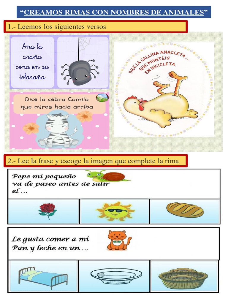 Creamos Rimas Con Nombres de Animales | PDF | Poesía | Ficción general