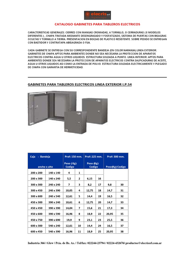 Catalogo Gabinetes para Tableros Electricos | PDF | Materiales | Rieles