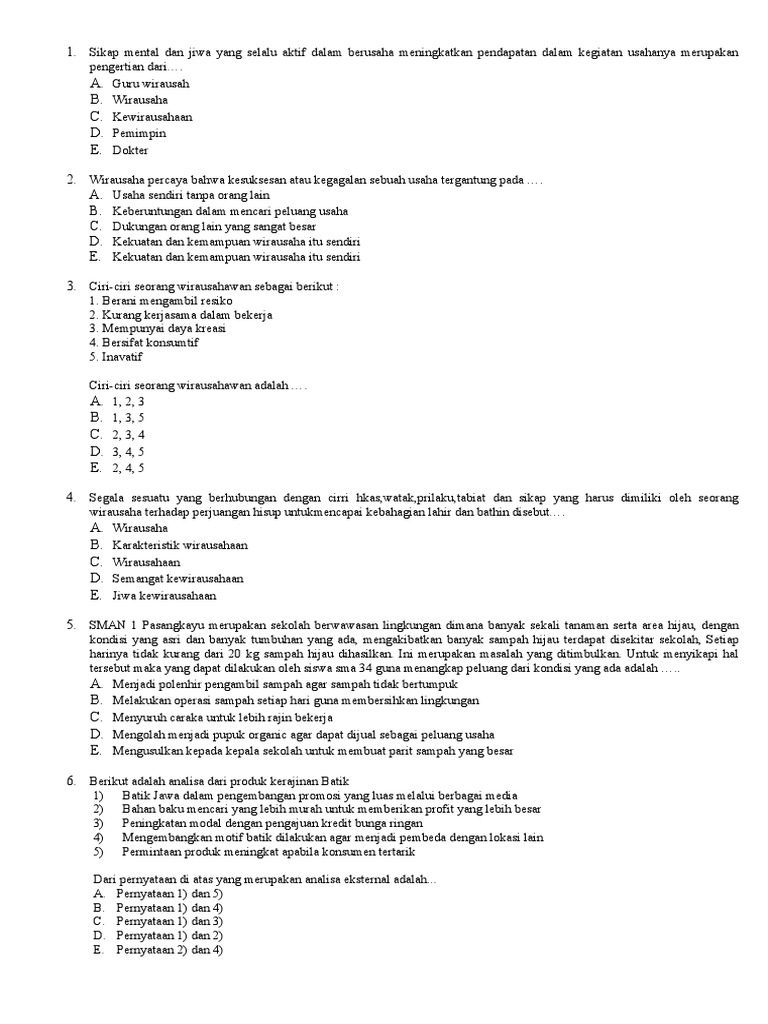 Soal US Prakarya Kelas XII - INPUT FORM | PDF