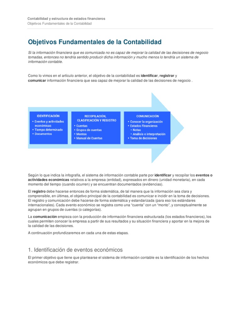 Objetivos Fundamentales de La Contabilidad | PDF | Contabilidad ...