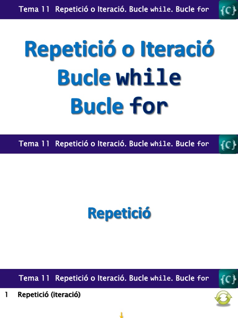 Tema 11 Repetició Bucle While Bucle For | PDF