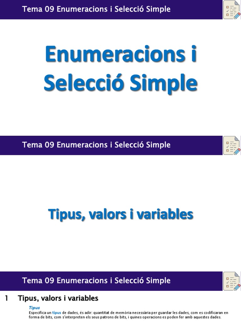 Tema 09 Enumeracions I Selecció Simple | PDF