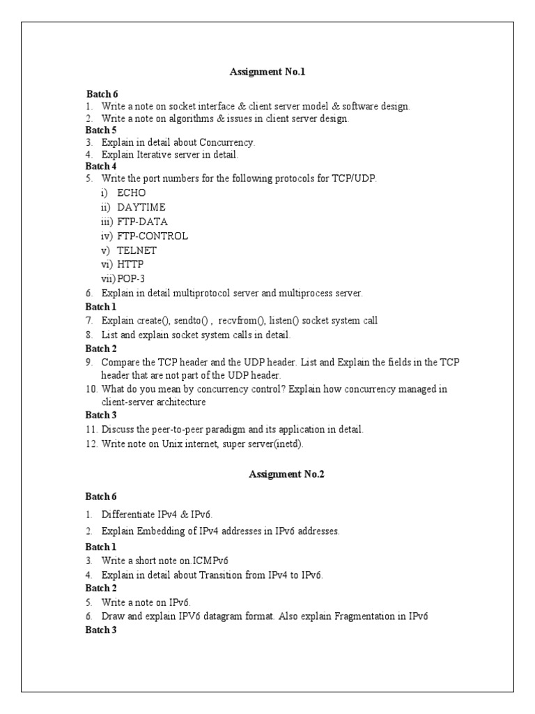 CN II Assignment Questions | PDF | I Pv6 | File Transfer Protocol