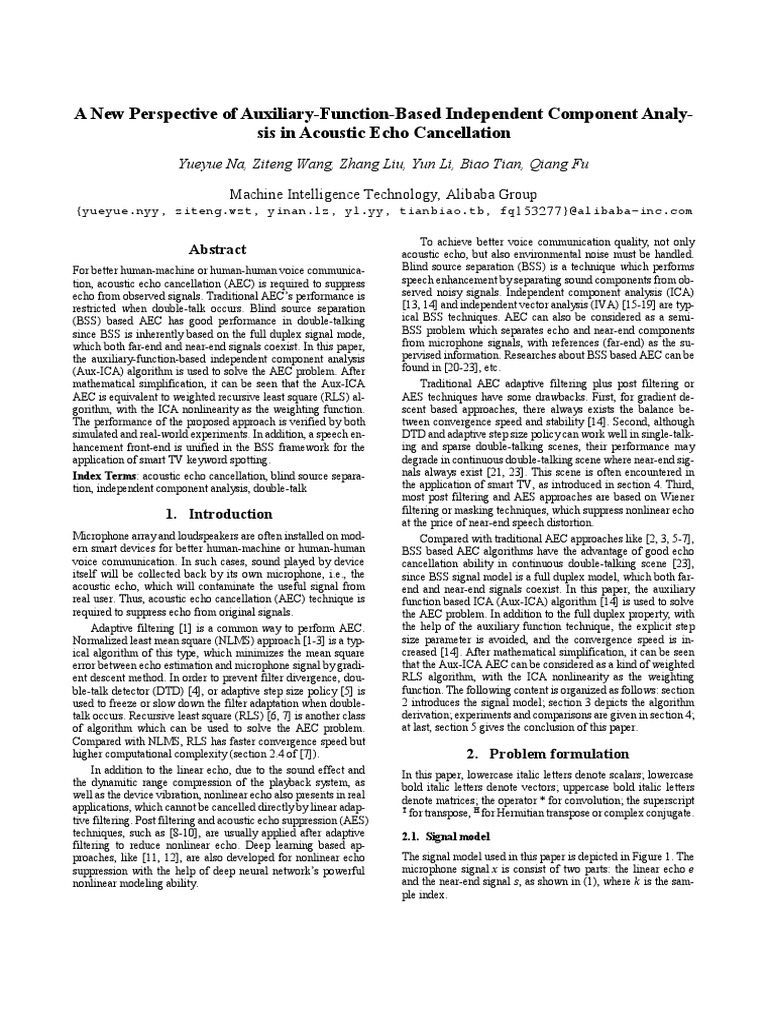 A New Perspective of Auxiliary-Function-Based Independent Component Analysis in Acoustic Echo ...