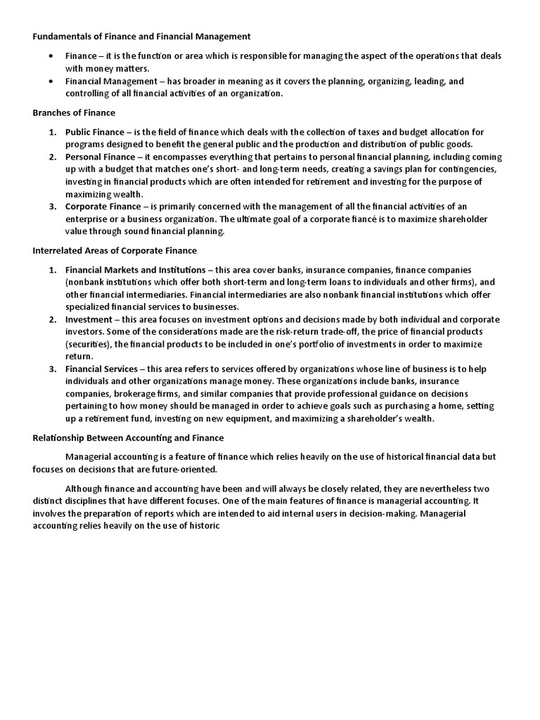 Fundamentals of Finance and Financial Management | Download Free PDF ...