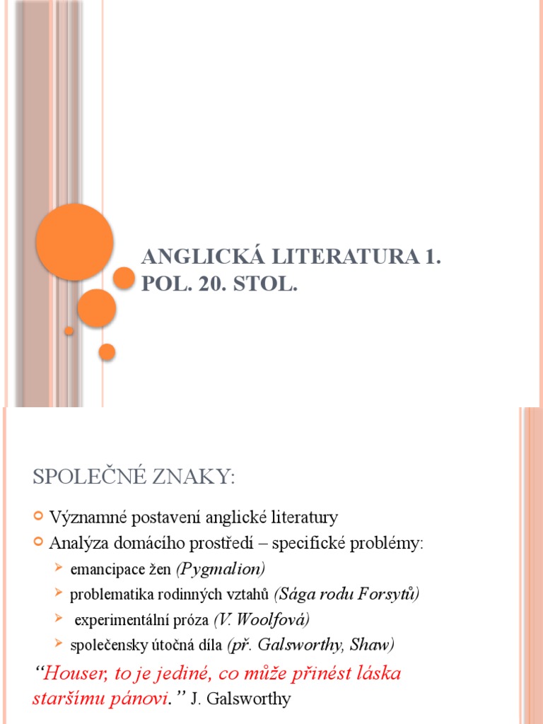 Anglická Lit. 1. Pol. 20. Stol. | PDF