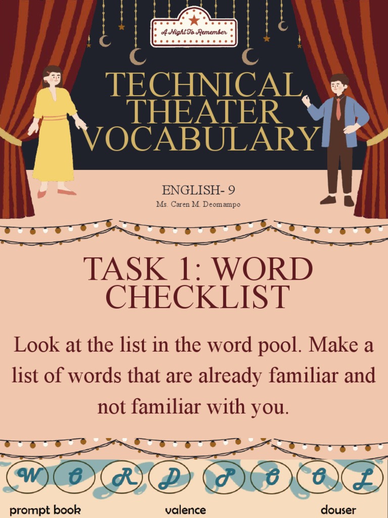 Technical Theater Vocabulary | PDF | Theatre | Entertainment
