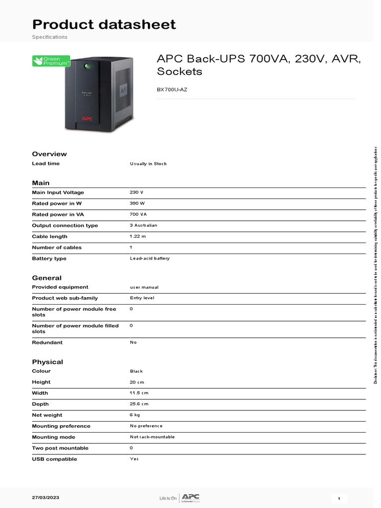 Back UPS - BX700U AZ | PDF | Mains Electricity | Physical Quantities