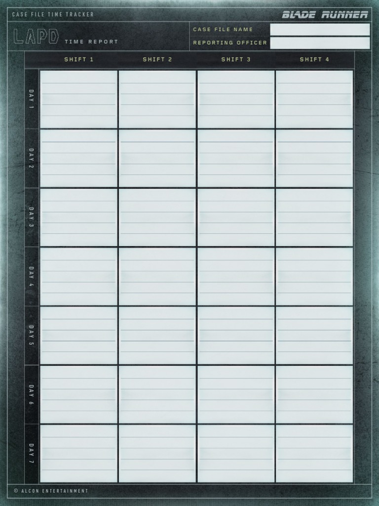 Blade Runner RPG - Time Tracker | PDF
