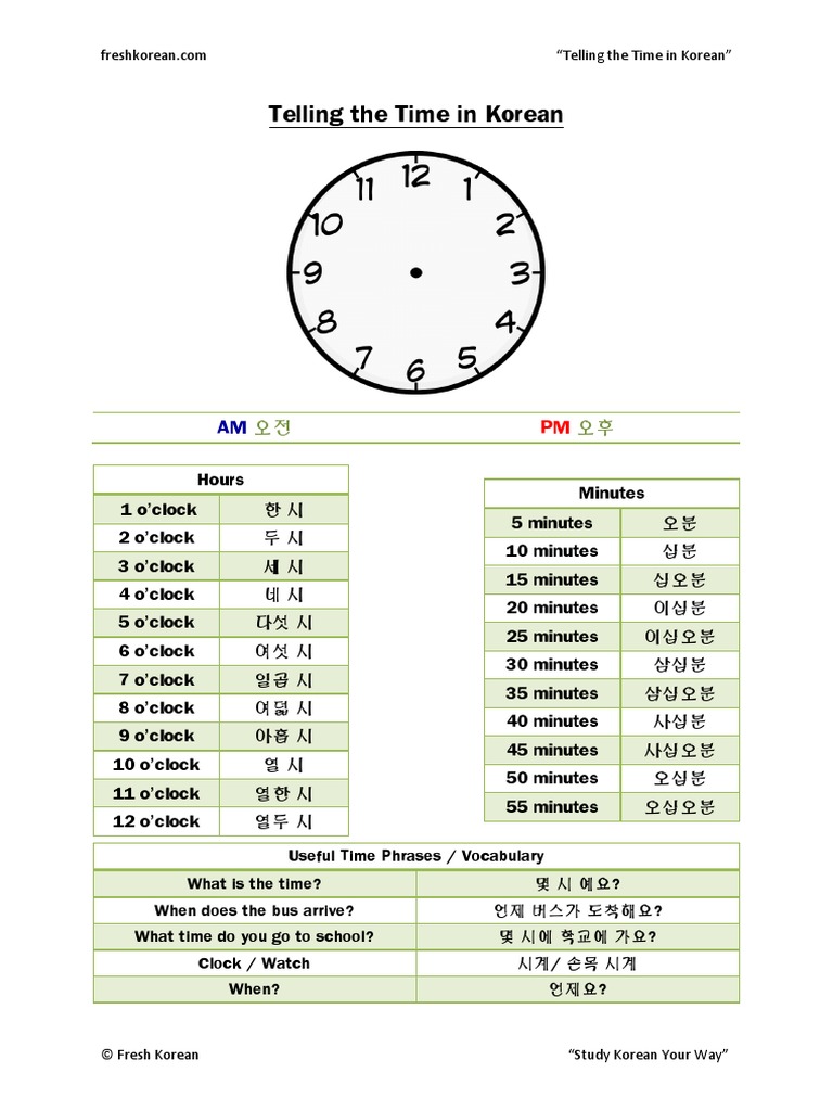Telling The Time in Korean | PDF