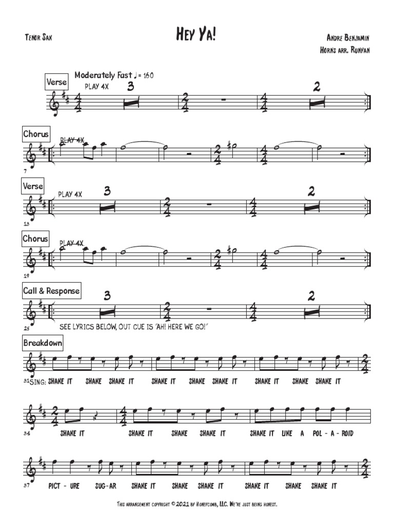 Hey Ya - Tenor Sax | PDF