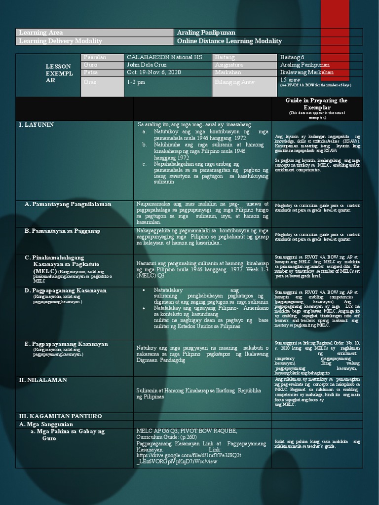 Lesson Exemplar Grade 6 AP | PDF
