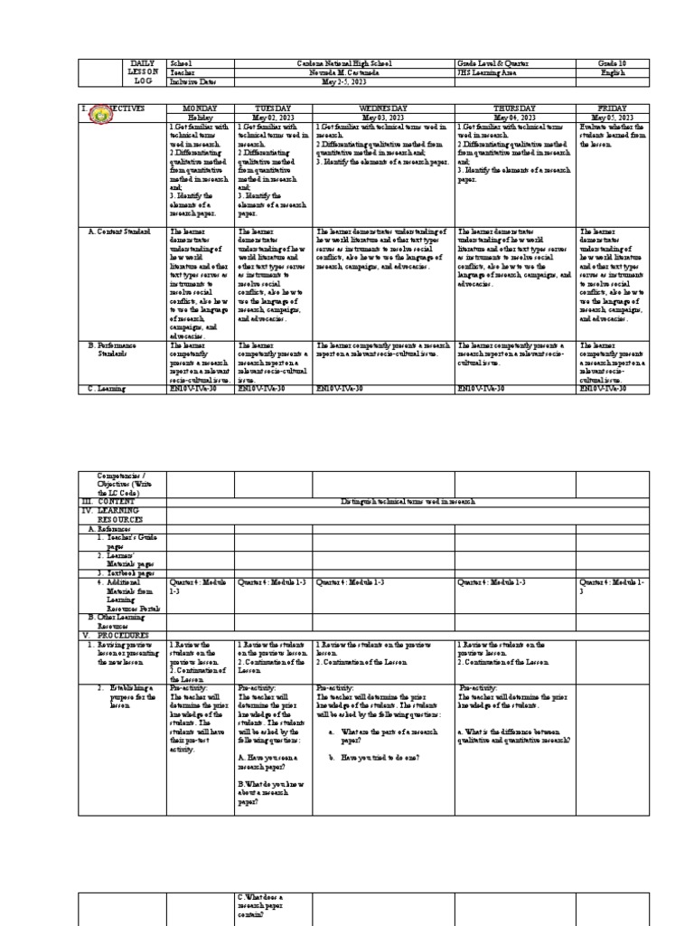 DLL 4TH Quarter | PDF | Cognitive Science | Behavior Modification