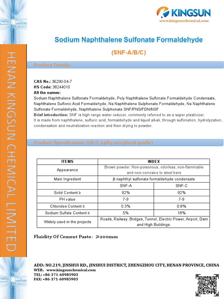 Kingsun TDS SNF | Download Free PDF | Concrete | Sodium