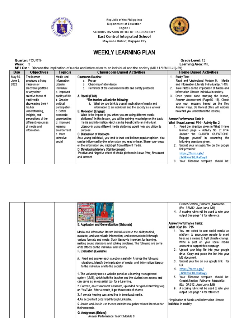 WLP Mil W8 Q4 | PDF | Literacy | Learning