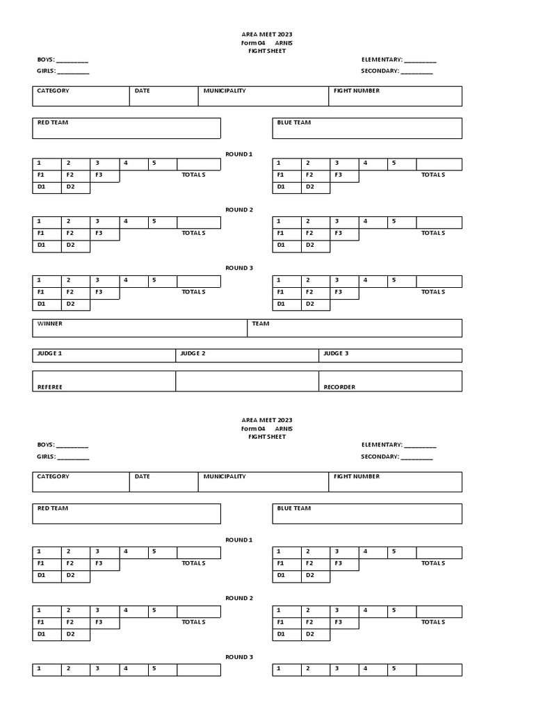 Feuille de Combat Arnis 2023 | PDF