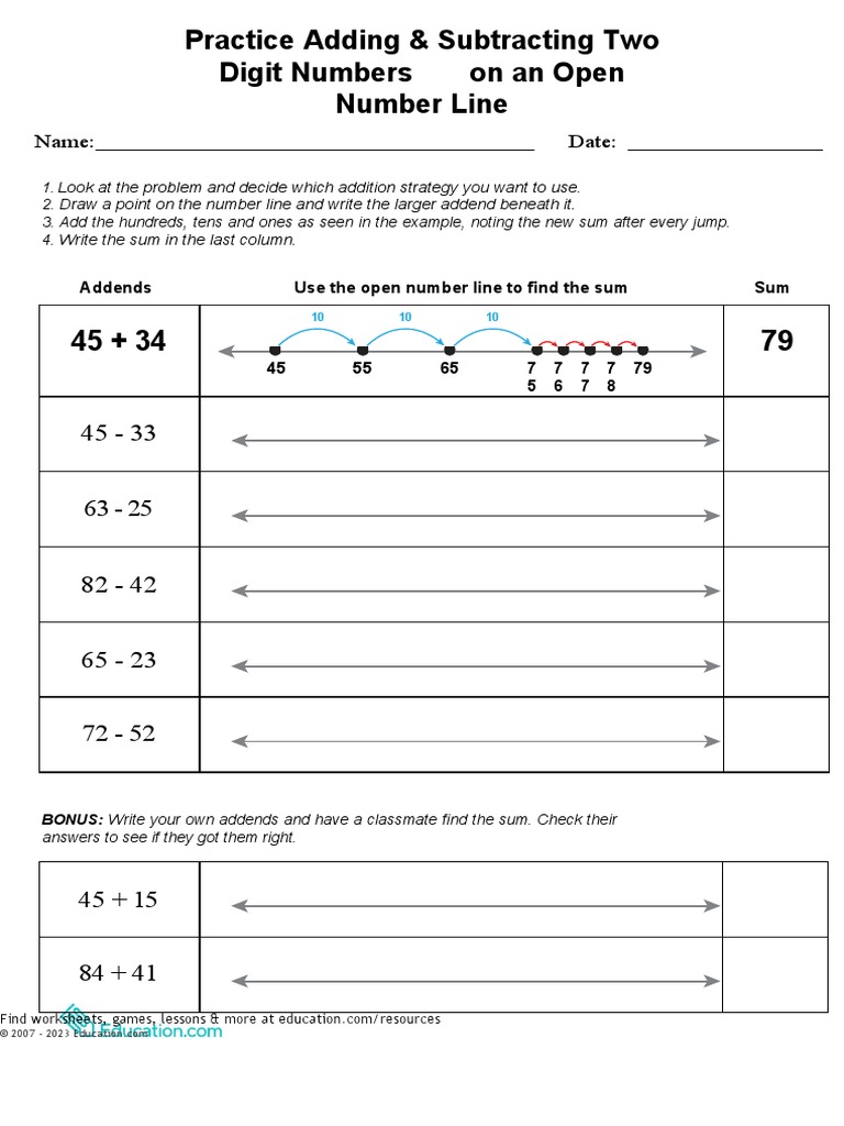 Add Three Digit Numbers On Number Line Practice | PDF