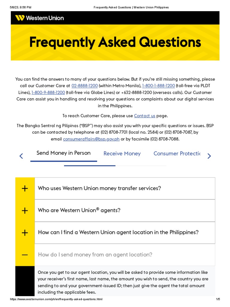 Western Union FAQs for Philippines Users | PDF | Western Union | Government