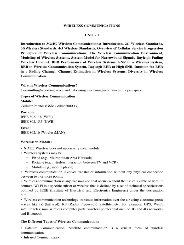 WC Unit-1 | PDF | Transmission Medium | High Speed Packet Access