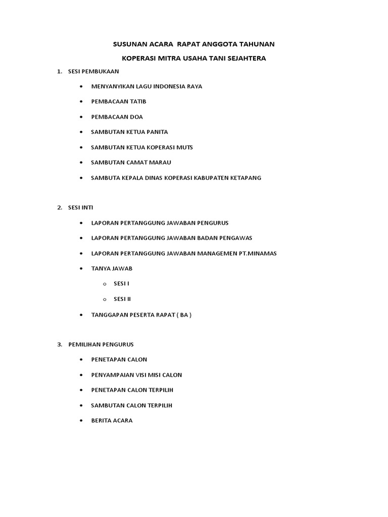 Susunan Acara Rapat Anggota Tahunan | PDF