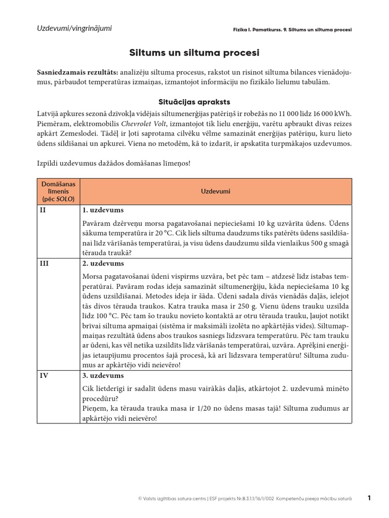 DL Siltums Un Siltuma Procesi Uzdevumivingrinajumi | PDF
