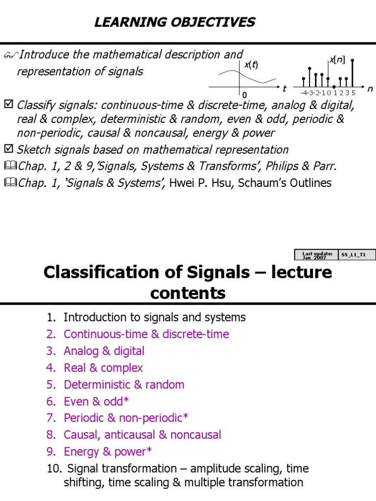 Signal Classification & Transformations | PDF | Discrete Time And Continuous Time | Algorithms