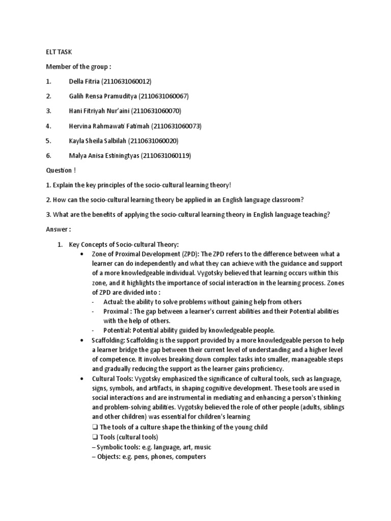 Elt Task 9 - SCLT Group 4 | PDF | Learning | Cognition