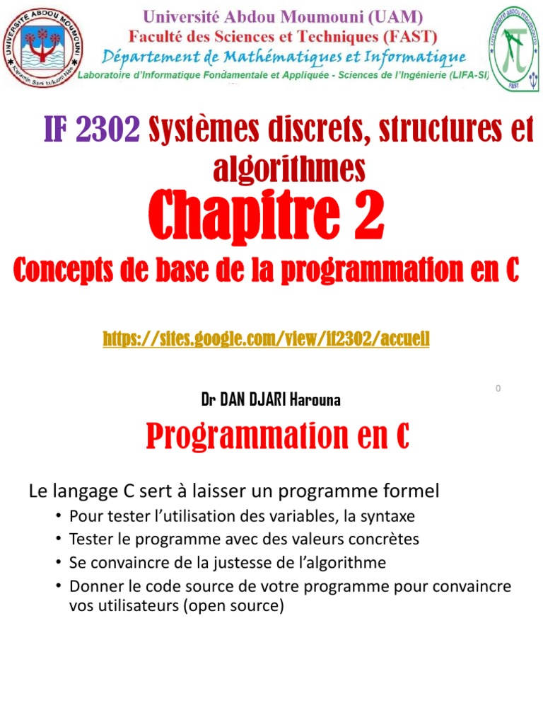 Chapitre 2 - L'Essentiel de La Programmation en C - Notes de COURS ...